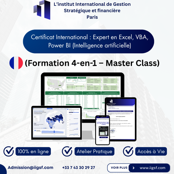 Certificat International : Expert en Excel, VBA, Power BI (Intelligence ...
